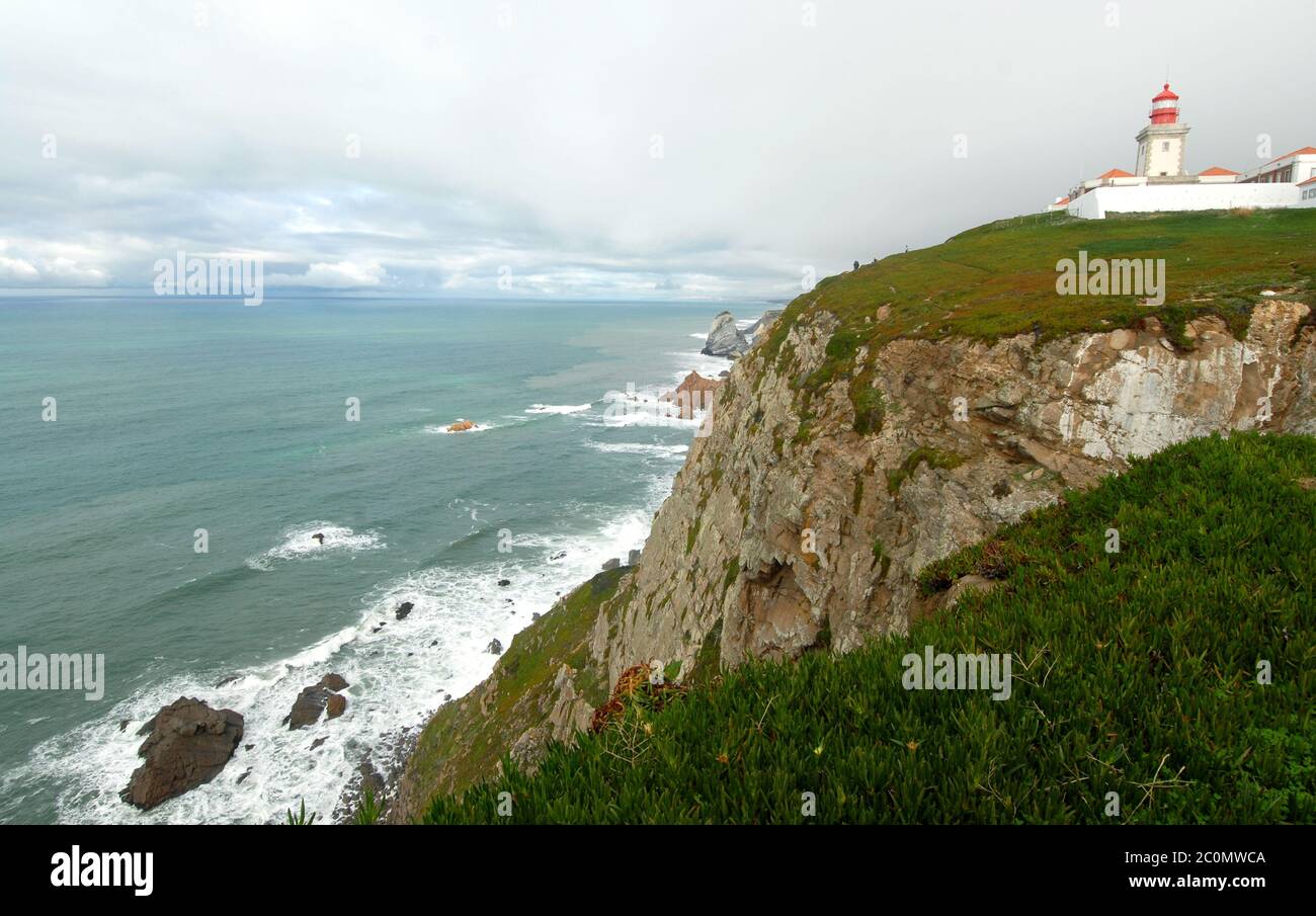 Cabo da Roca is a cape located 140 meters above sea level, on the ...