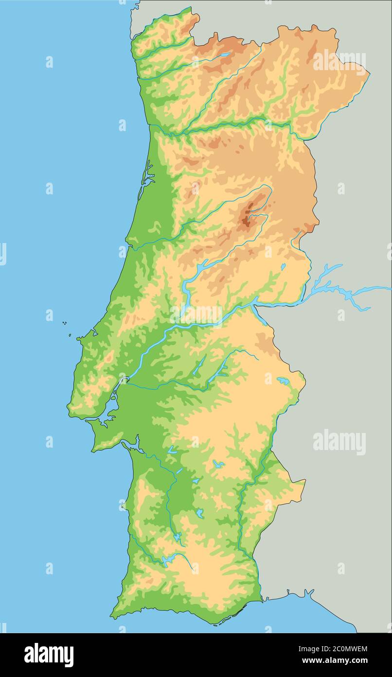 High detailed Portugal physical map Stock Vector Image & Art - Alamy