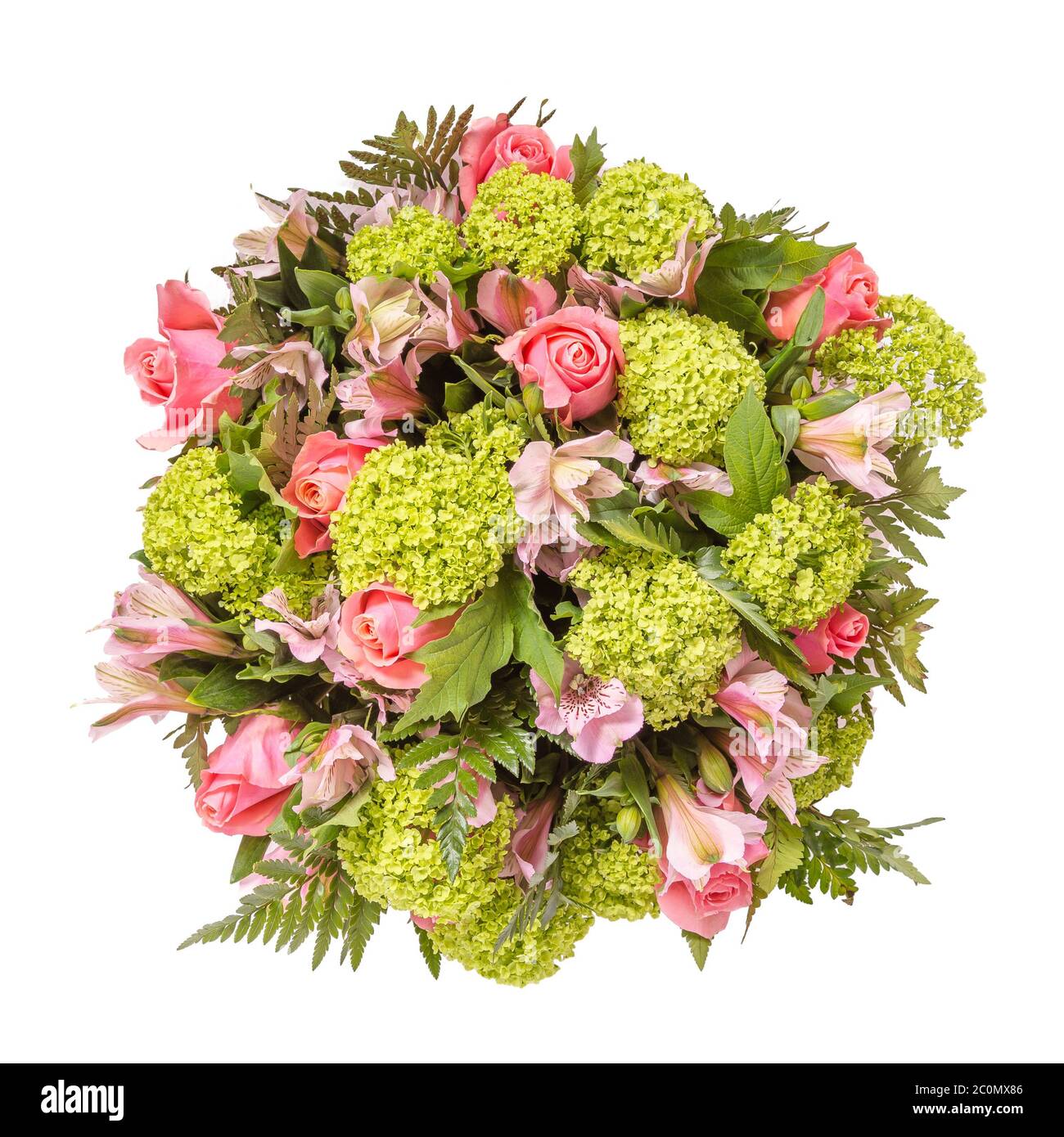 Bouquet of flowers top view isolated on white Stock Photo - Alamy