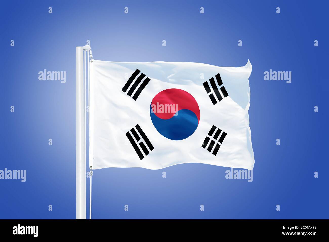 Flag of South Korea flying against a blue sky Stock Photo - Alamy