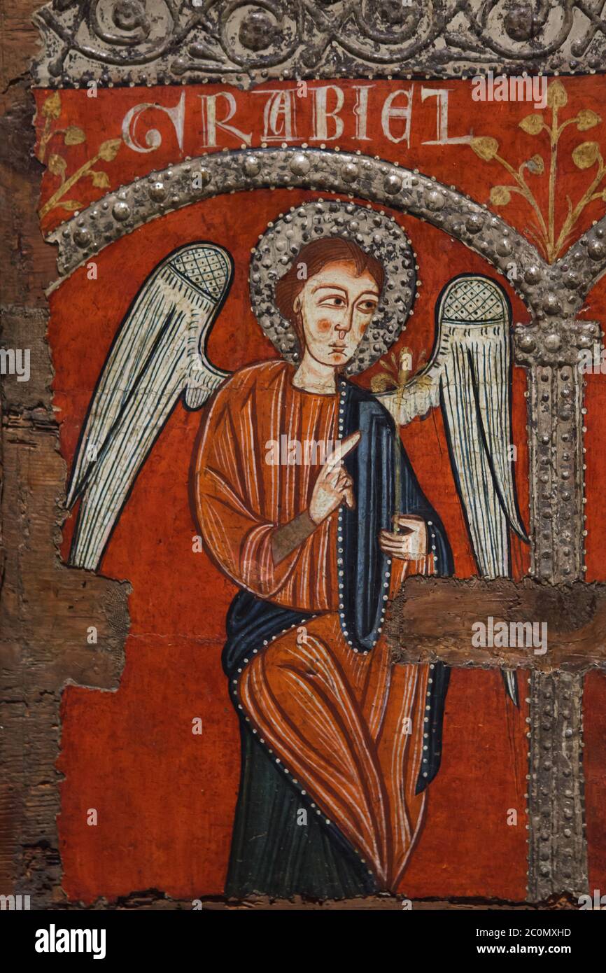 Archangel Gabriel depicted in the Romanesque antependium (altar frontal ...