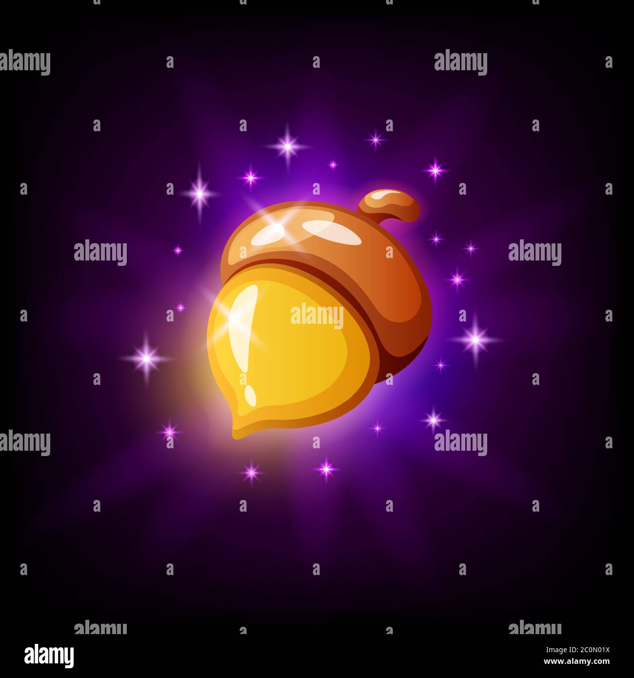 Golden Acorn game icon on black background, vector design for app user ...