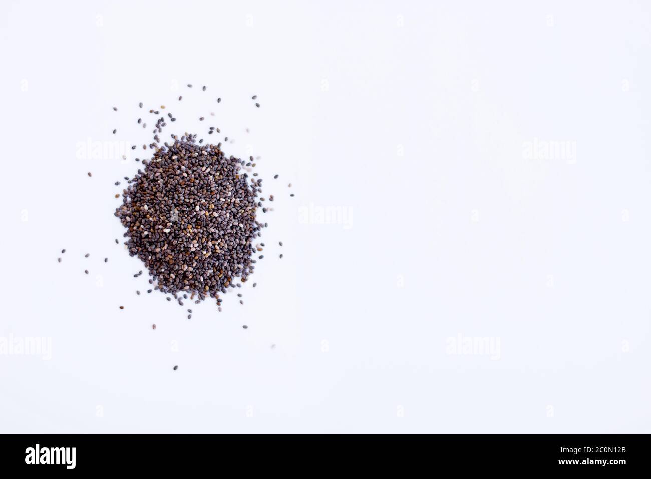 Chia seeds with copy space. Top view or flat. The concept of healthy ...