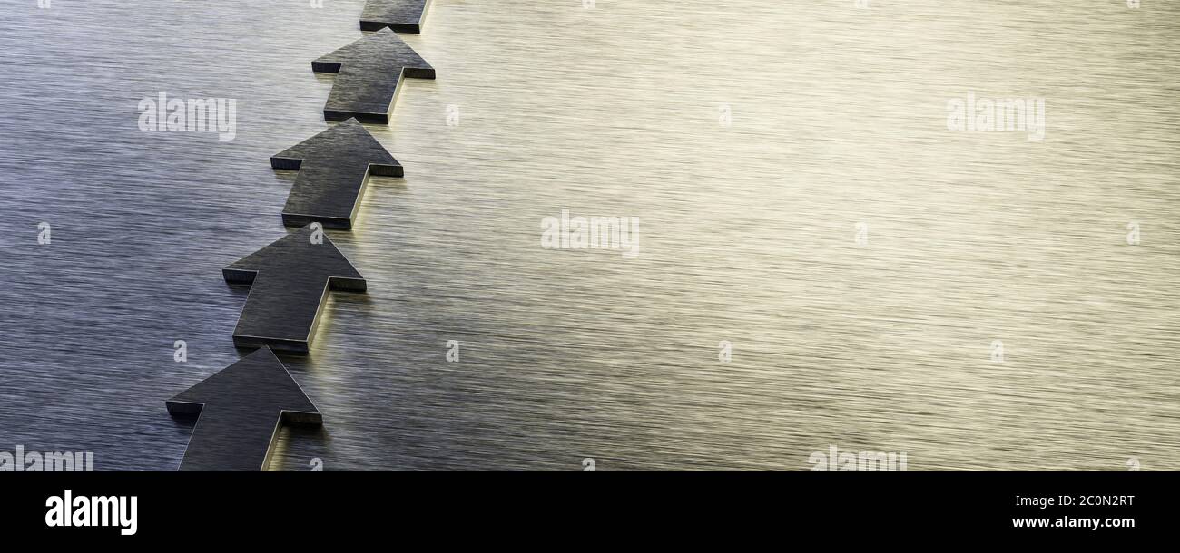 Arrows made from brushed metal pointing up. Brushed metal background ...