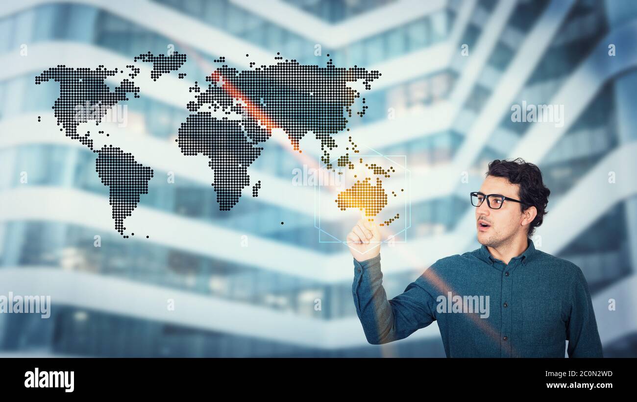 Person pointing at map hi-res stock photography and images - Alamy