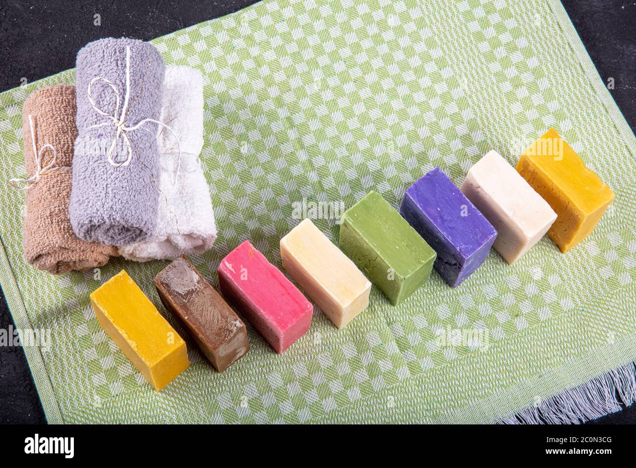 Organic handmade soaps. Various kinds of handmade natural soap on the ...