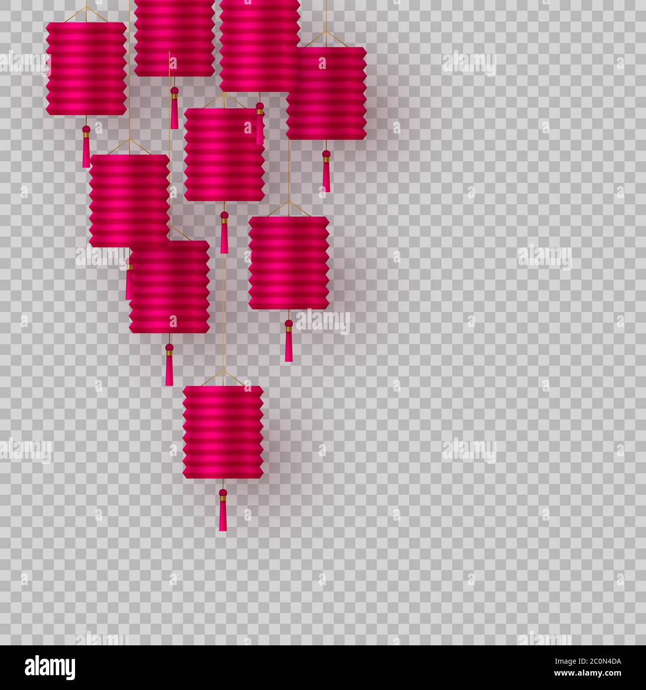 Chinese lanterns in pink on transparent background Stock Vector Image ...