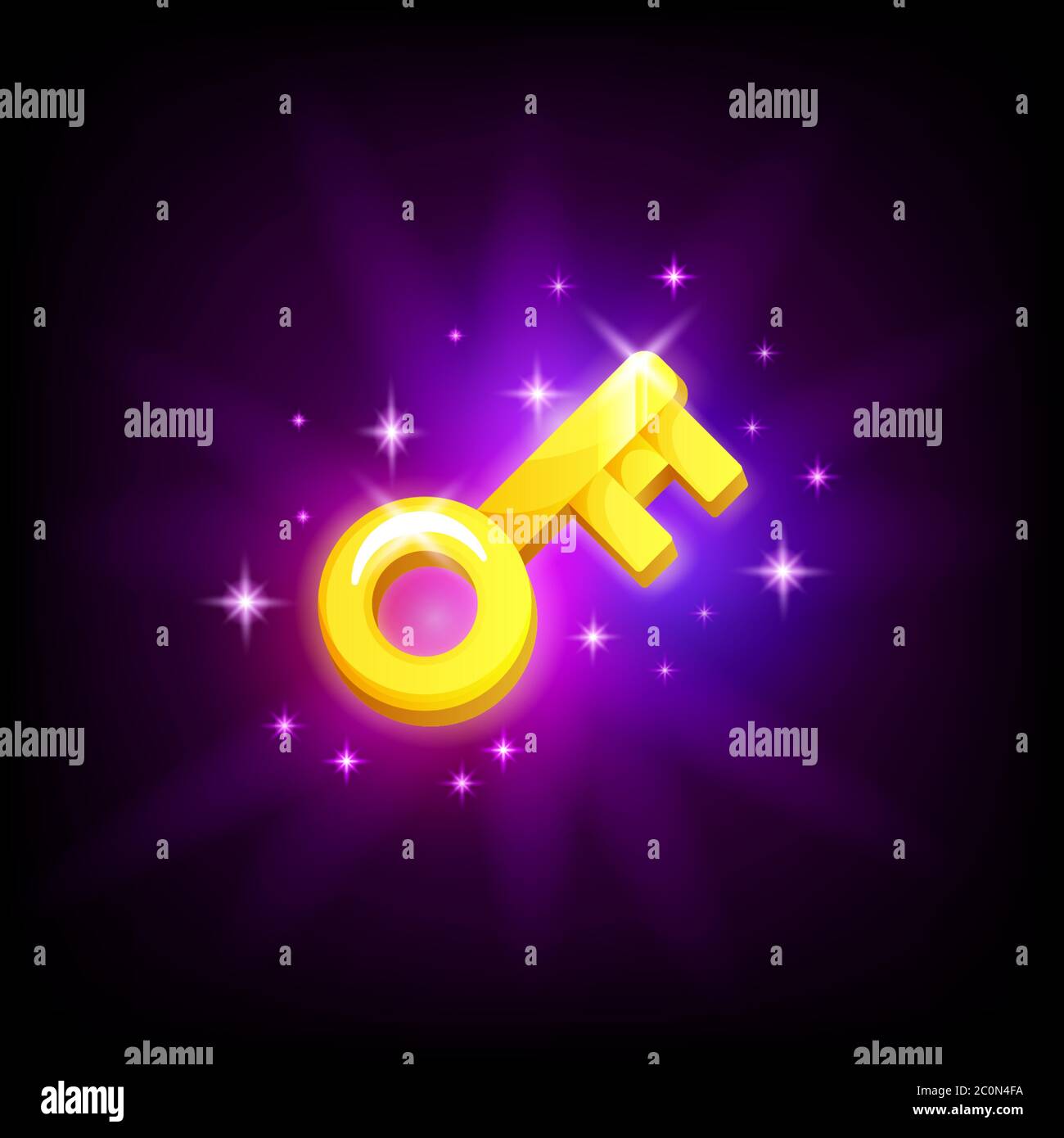Gold key mobile game icon password symbol on dark background. Mobile ...