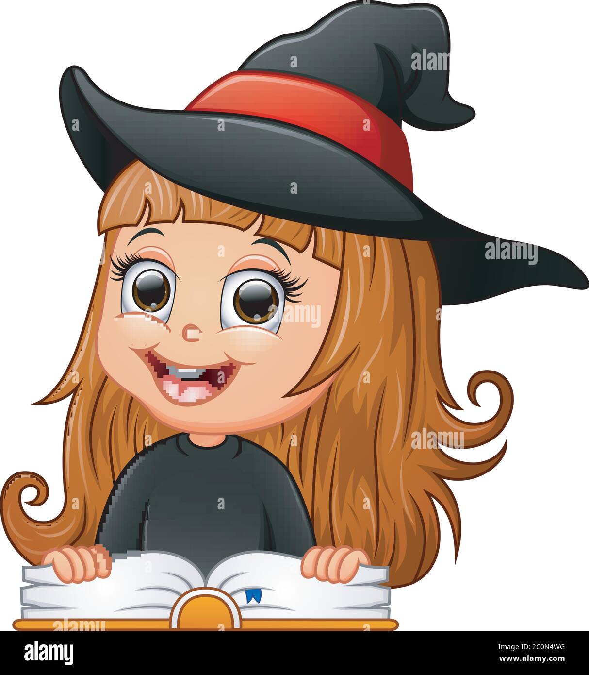 Cute girl witch reading book Stock Vector Image & Art - Alamy