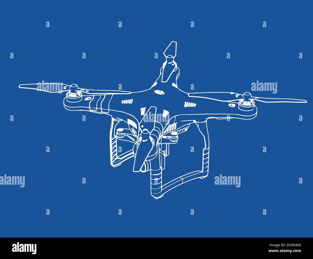 quadcopter drawing on a blue background vector Stock Vector Image & Art ...