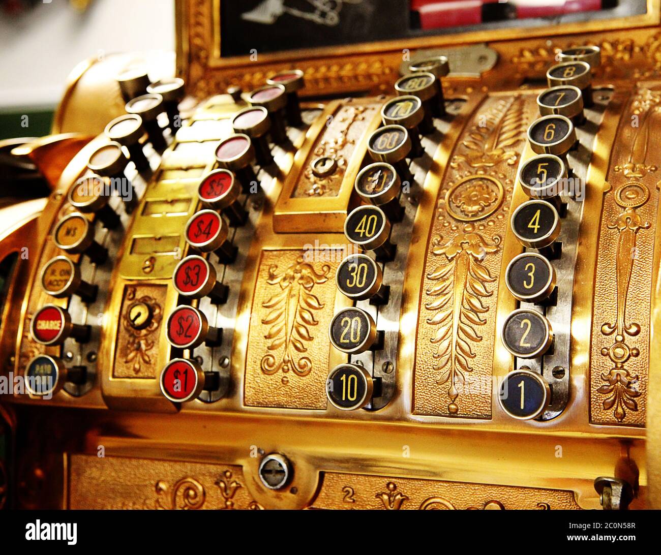 antique store cash register buttons close Stock Photo - Alamy