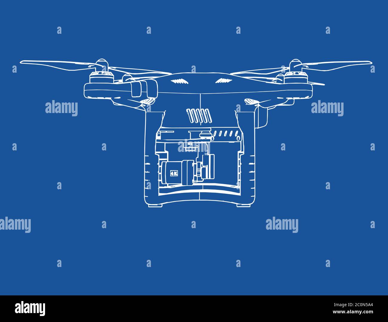 quadcopter drawing on a blue background vector Stock Vector Image & Art ...