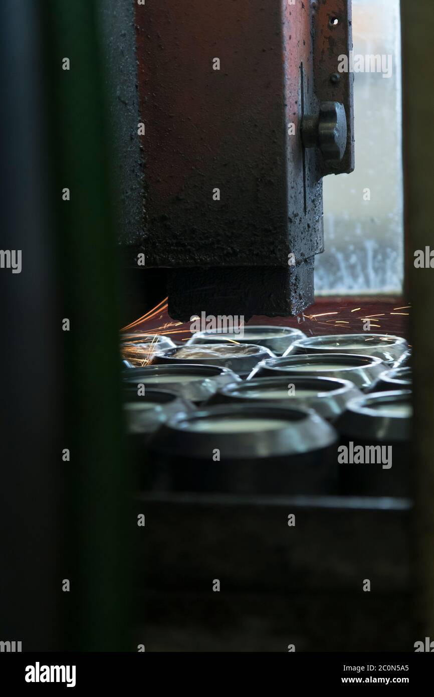 Close up on a cnc grinder machine, part of an industrial facility ...