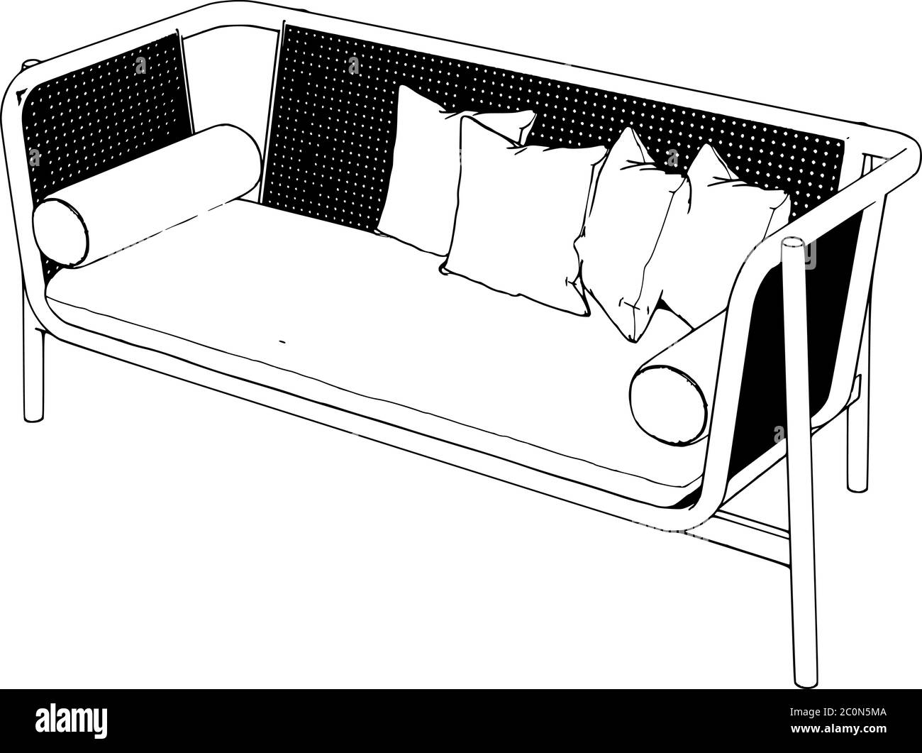 sketch of a sofa with pillows white background vector Stock Vector ...