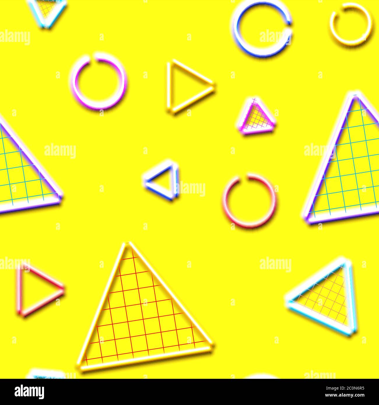 Neon seamless pattern with and 80s or 90s abstract arcade style Stock ...