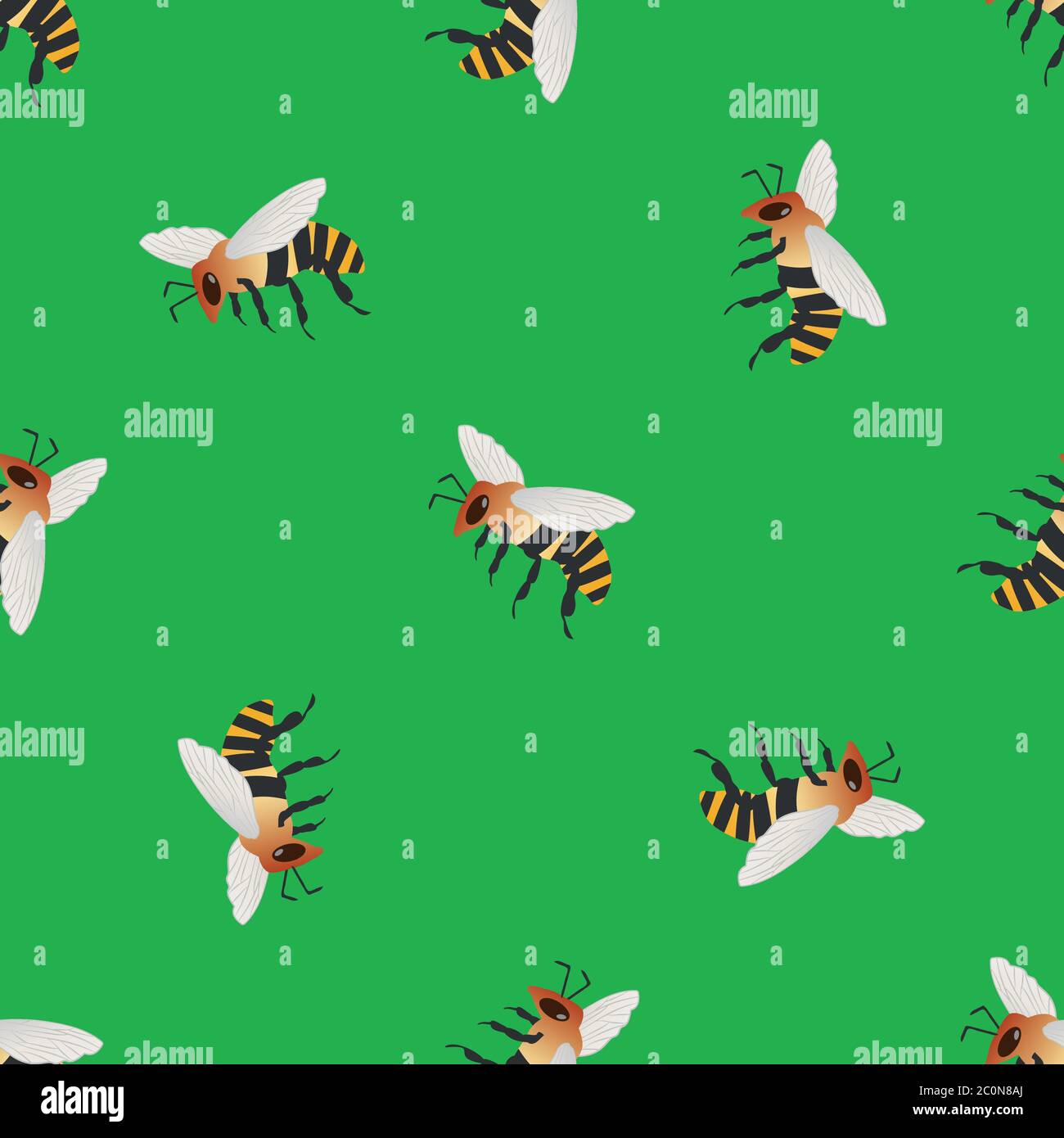 Honey bee vector seamless pattern background. Delicate hand drawn ...
