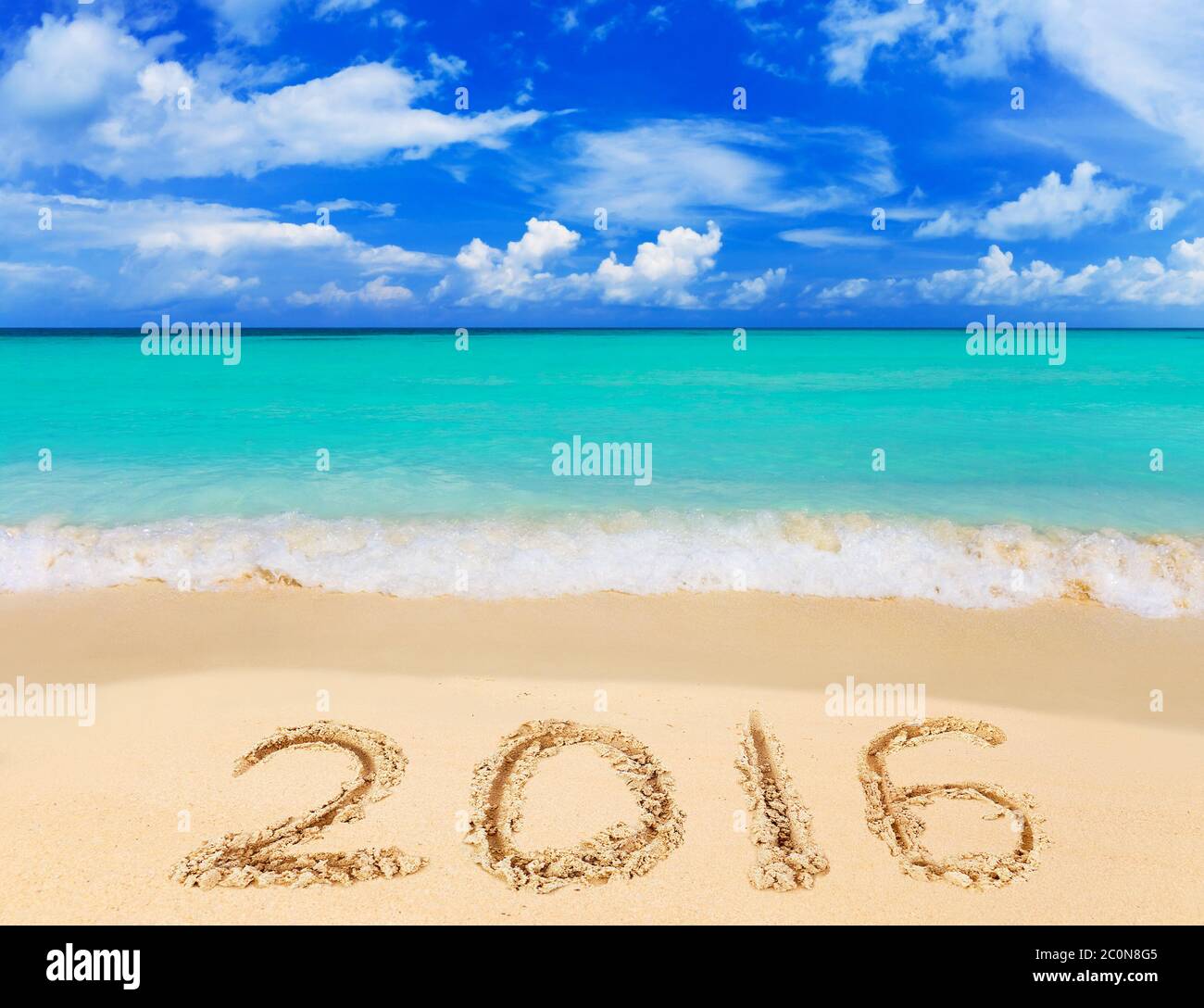 Numbers 2016 on beach Stock Photo - Alamy