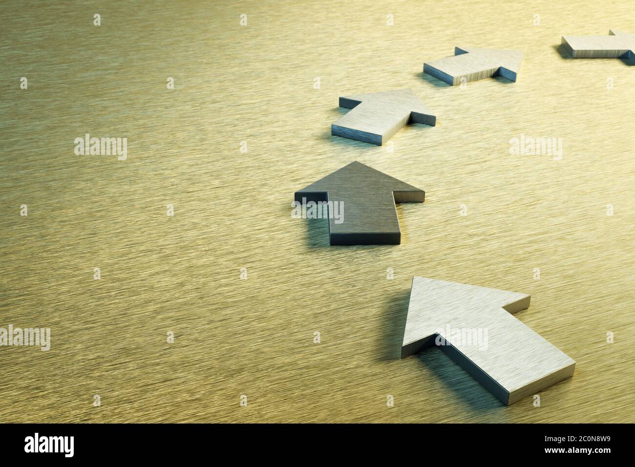 Arrows made from brushed metal pointing in a circle. Brushed nickel ...