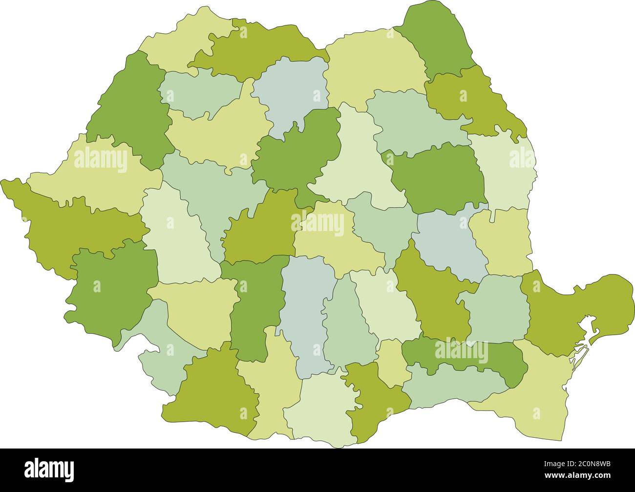 Highly detailed editable political map with separated layers. Romania ...