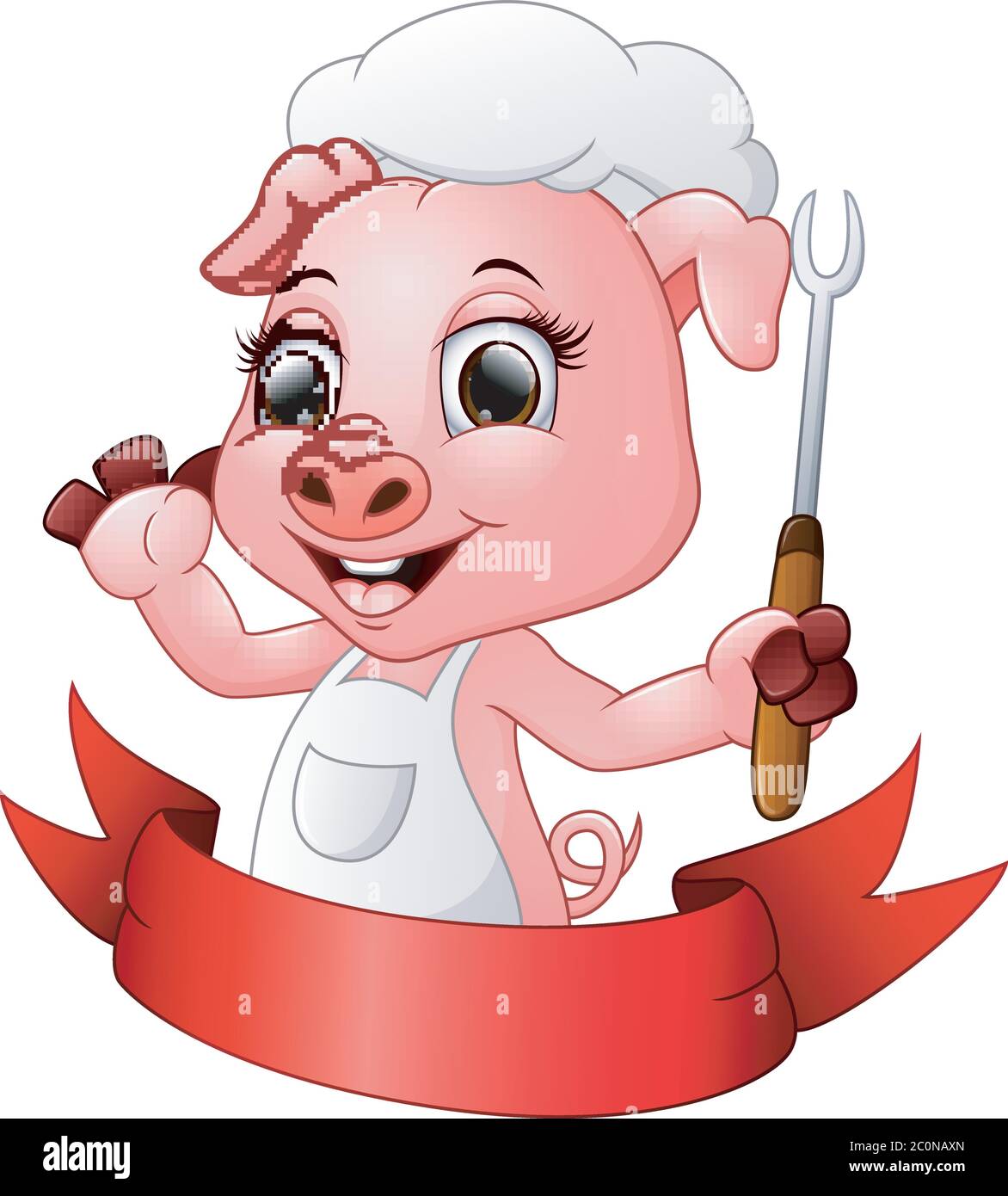 Pig cartoon character holding meat hi-res stock photography and images ...
