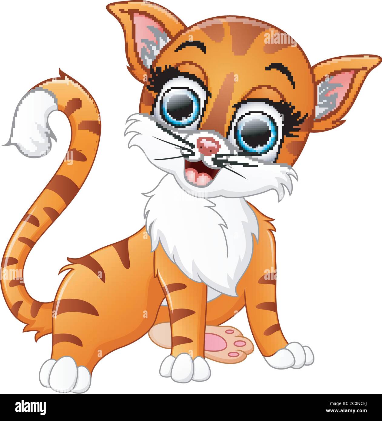 Vector illustration of Cute cartoon cat standing Stock Vector Image ...