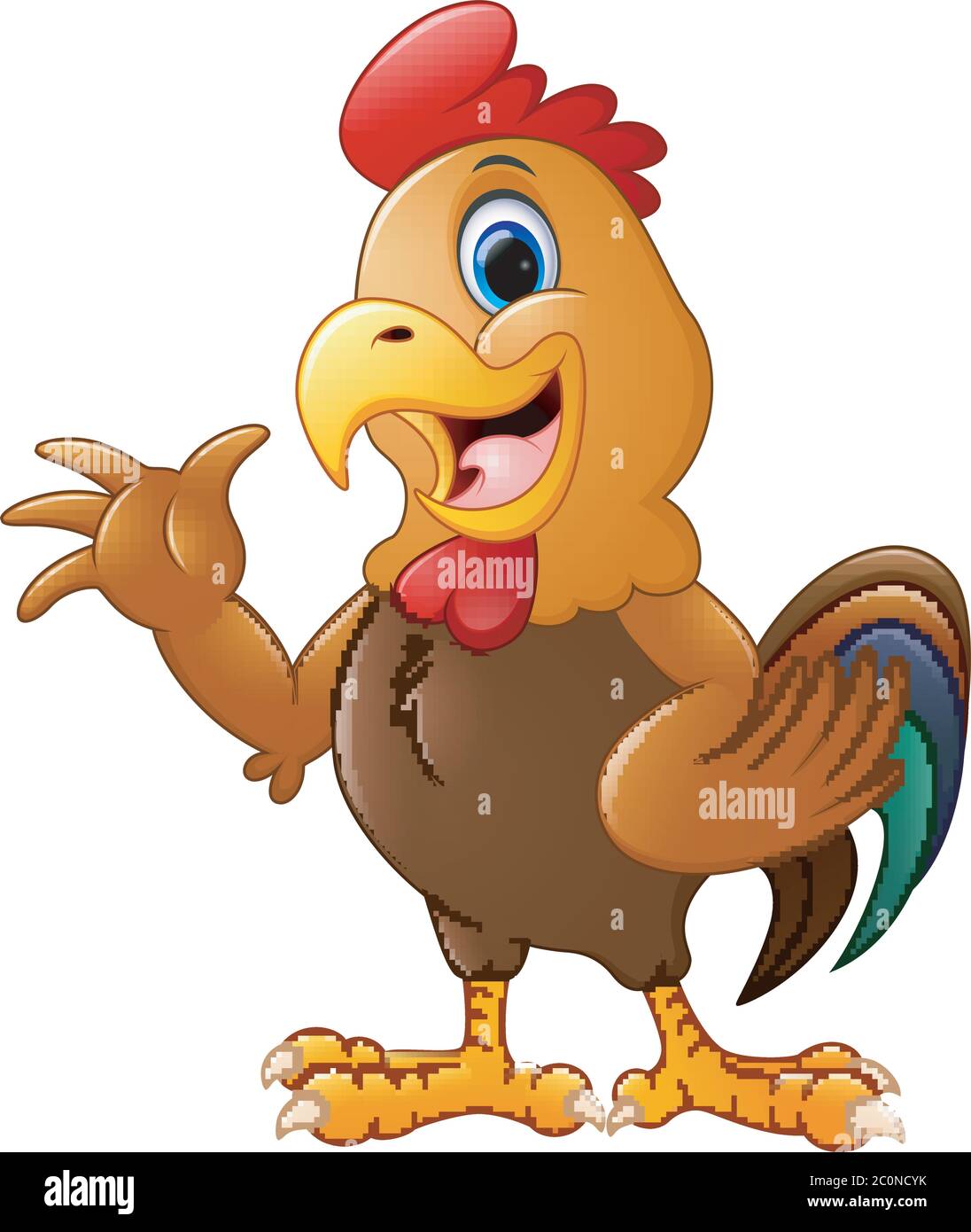 Illustration of Cute rooster cartoon waving hands Stock Vector Image ...