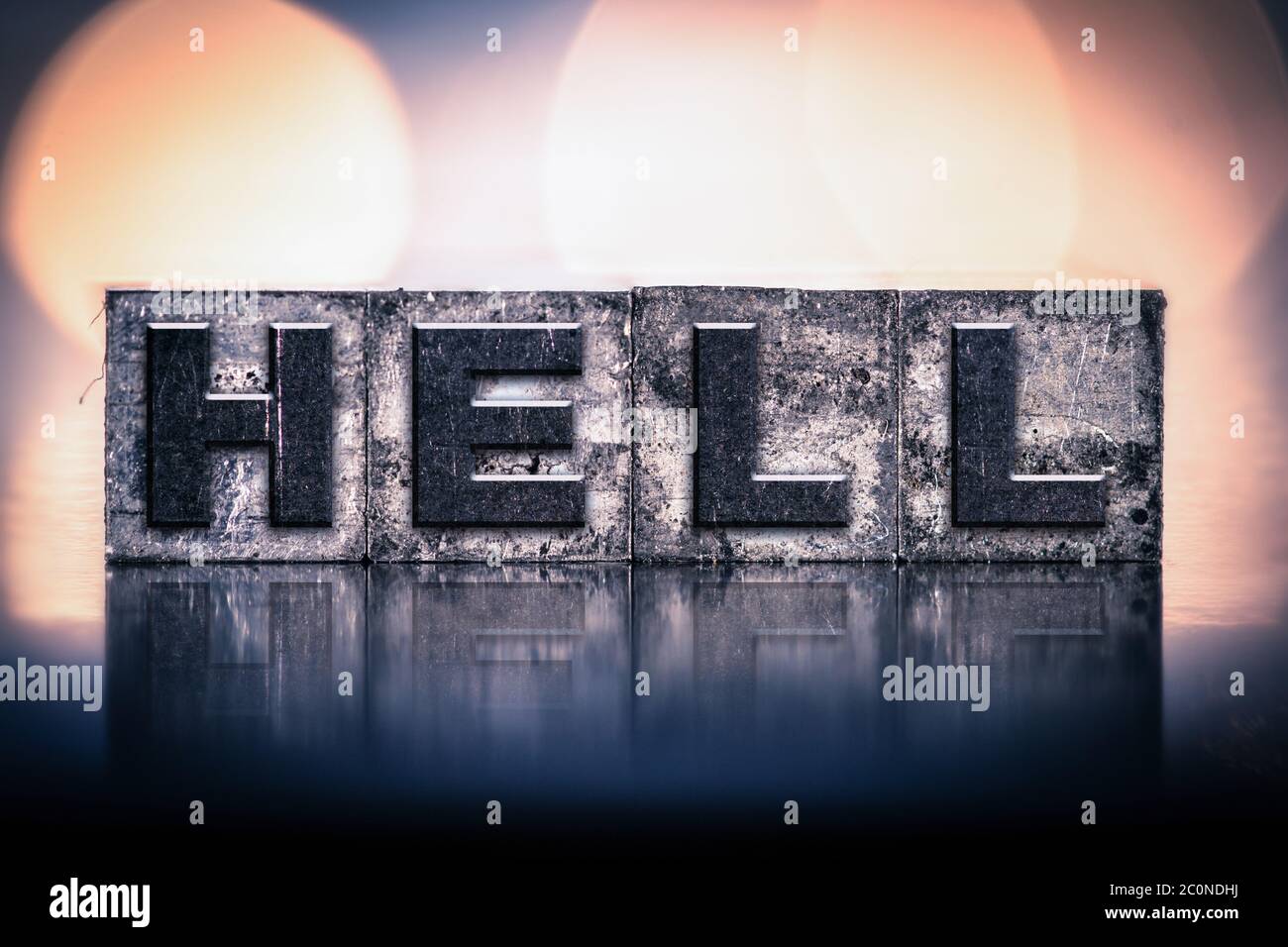 Hell Concept Vintage Letterpress Type Stock Photo - Alamy