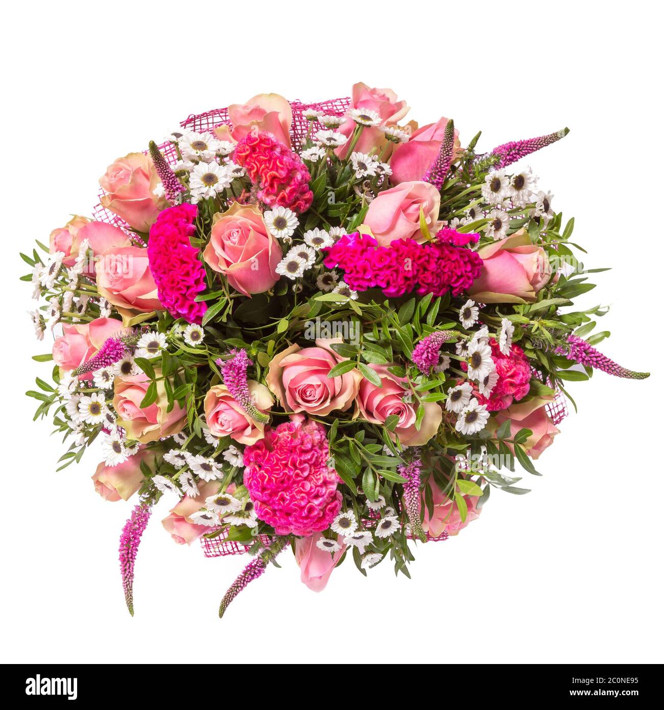 Bouquet of flowers top view isolated on white Stock Photo - Alamy