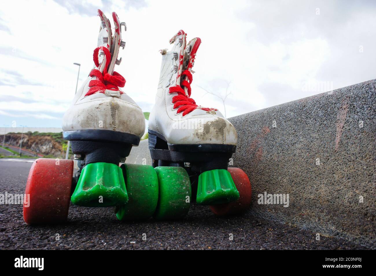 Old Vintage White Skate Boot Stock Photo - Alamy