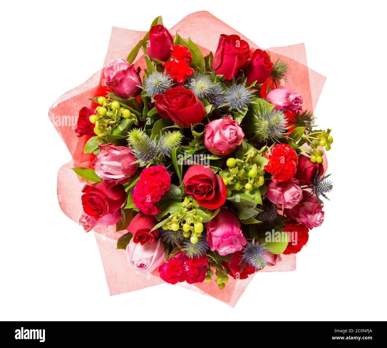Bouquet of flowers top view isolated on white Stock Photo - Alamy