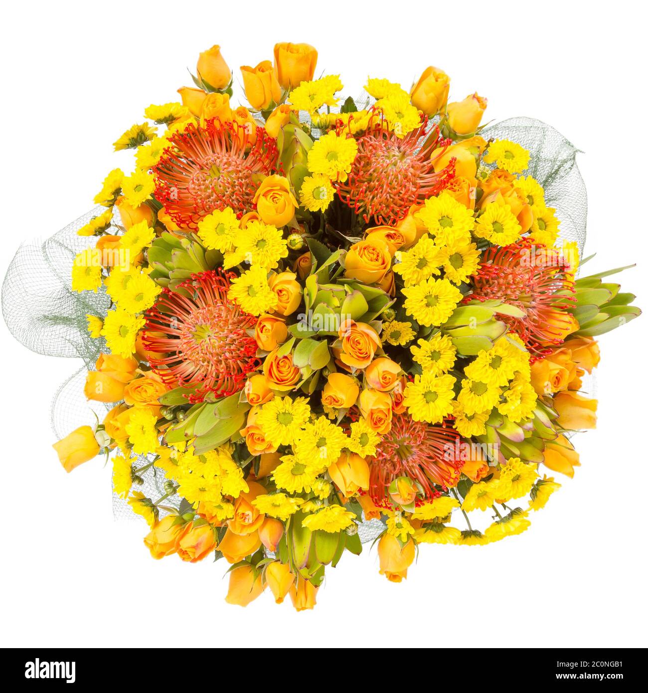 Bouquet of flowers top view isolated on white Stock Photo - Alamy
