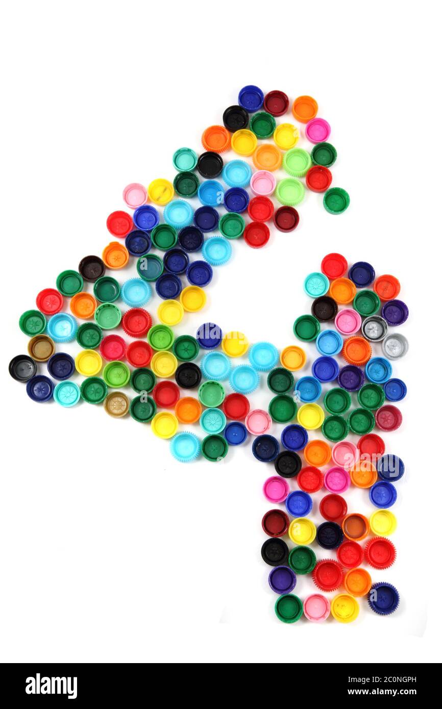 4 - number from the plastic caps isolated on the white background Stock ...