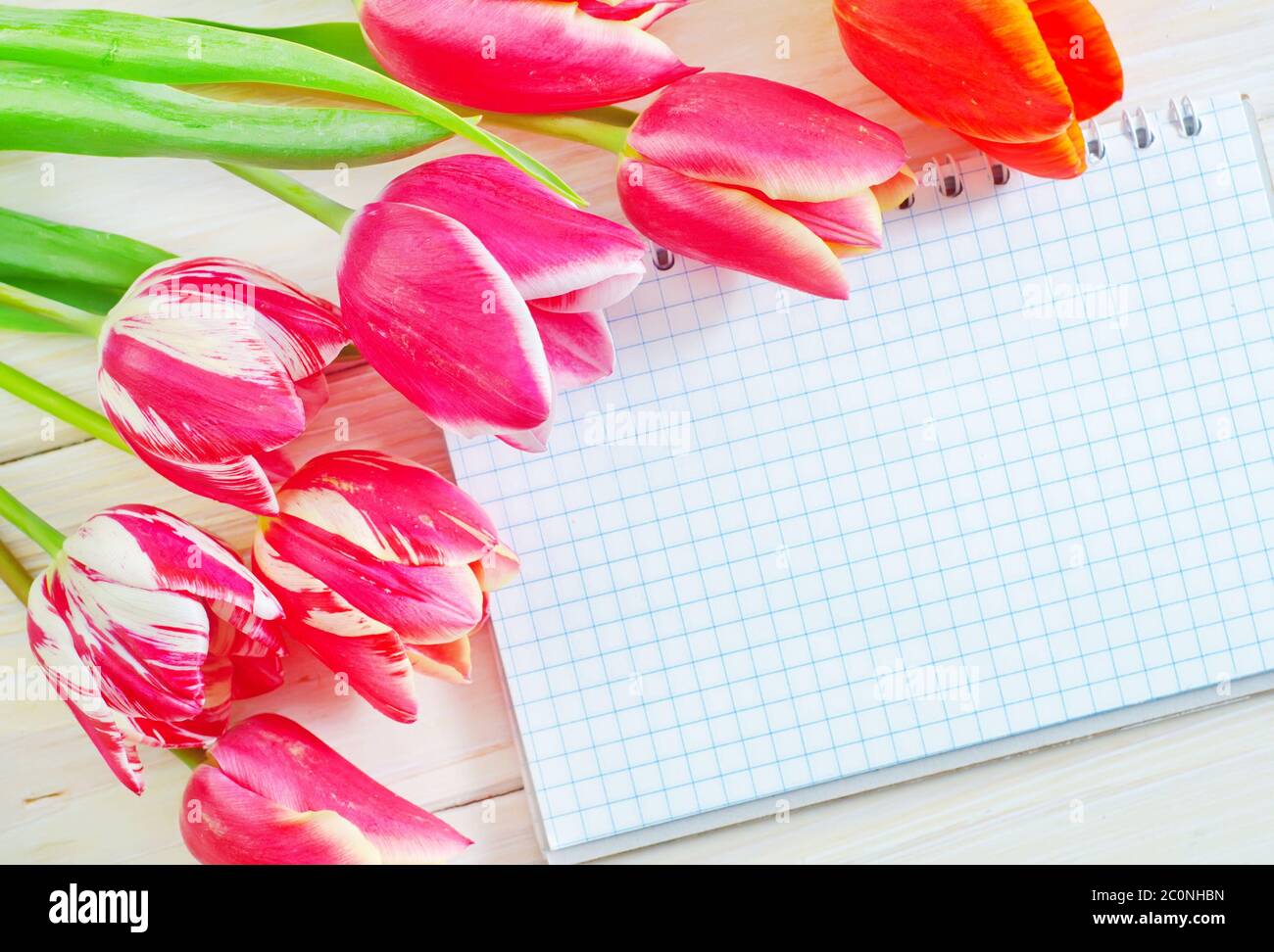 tulips and note Stock Photo - Alamy