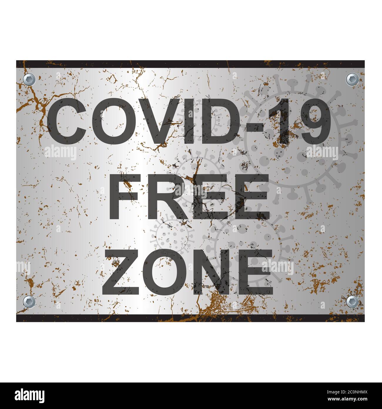 Virus free zone sign relating to worldwide pandemic isolated on white ...