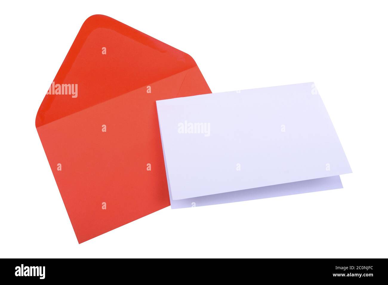 Opened red envelope with white paper on a white background Stock Photo ...