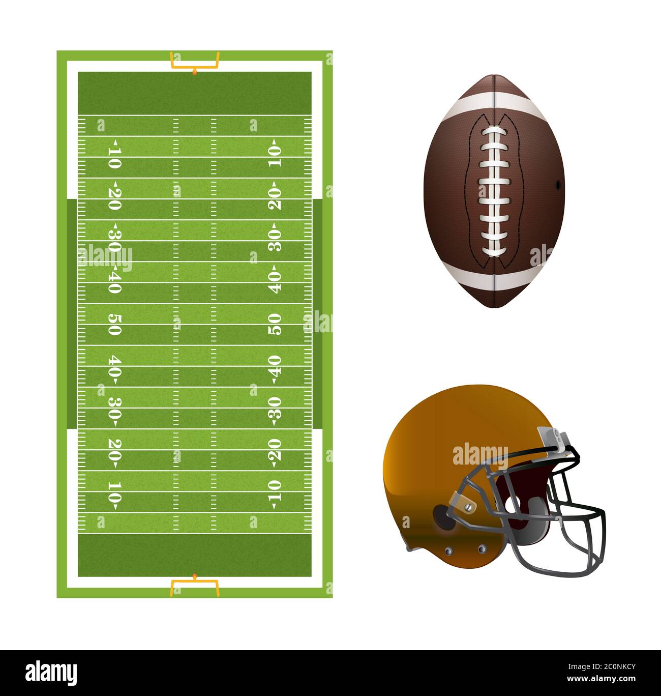 American Football Field, Ball, and Helmet Elements Stock Photo - Alamy
