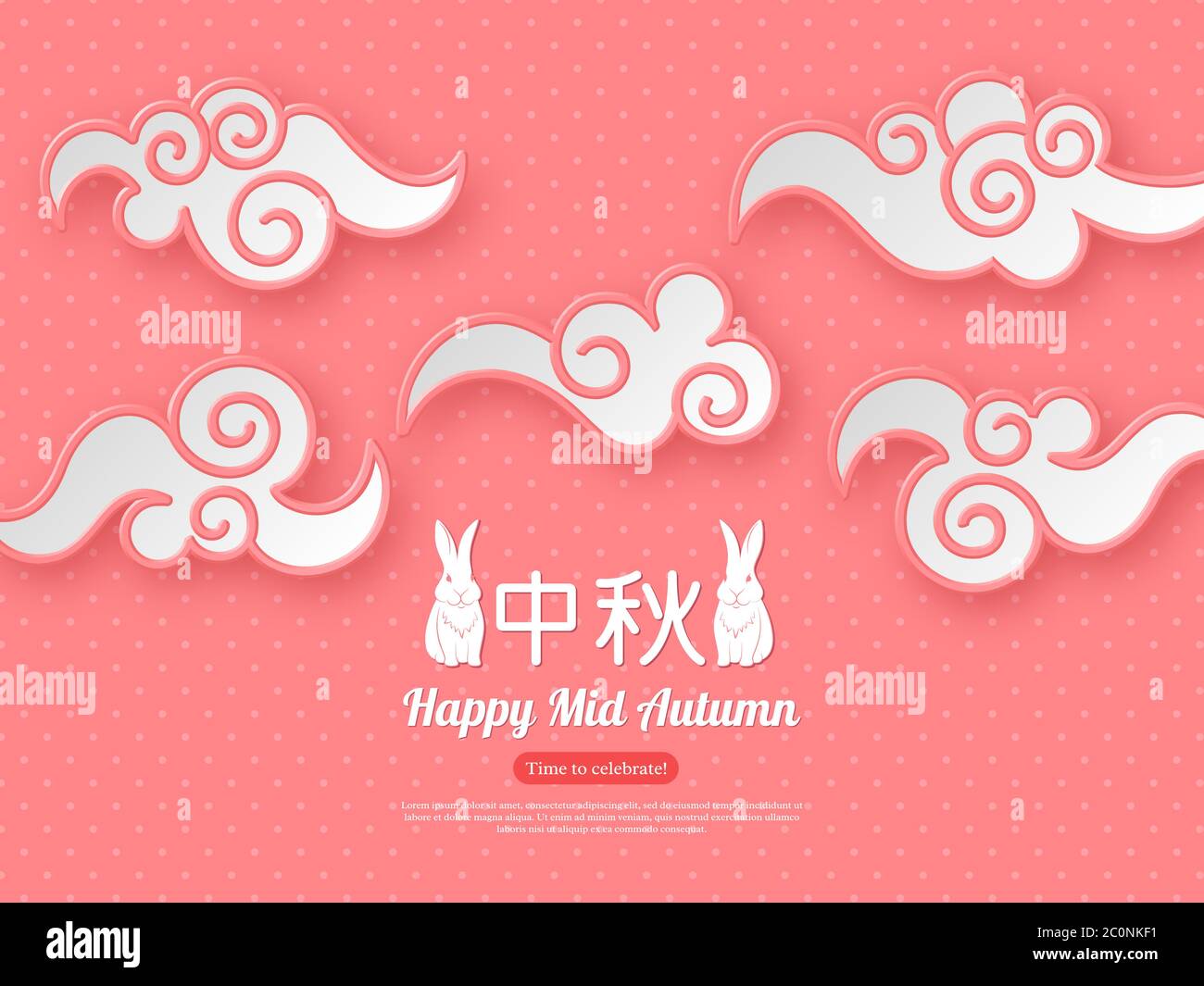 Chinese mid autumn festival design. Paper cut style clouds on ...