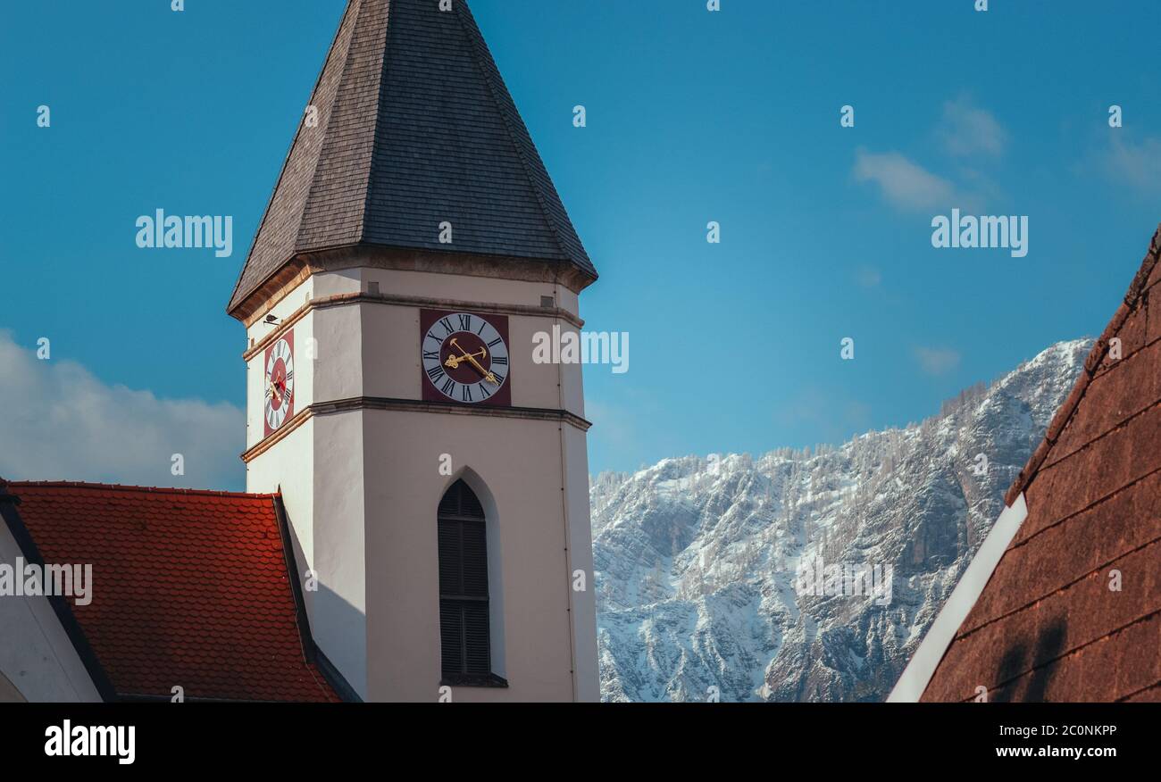 Old church tower in the Alps Stock Photo - Alamy