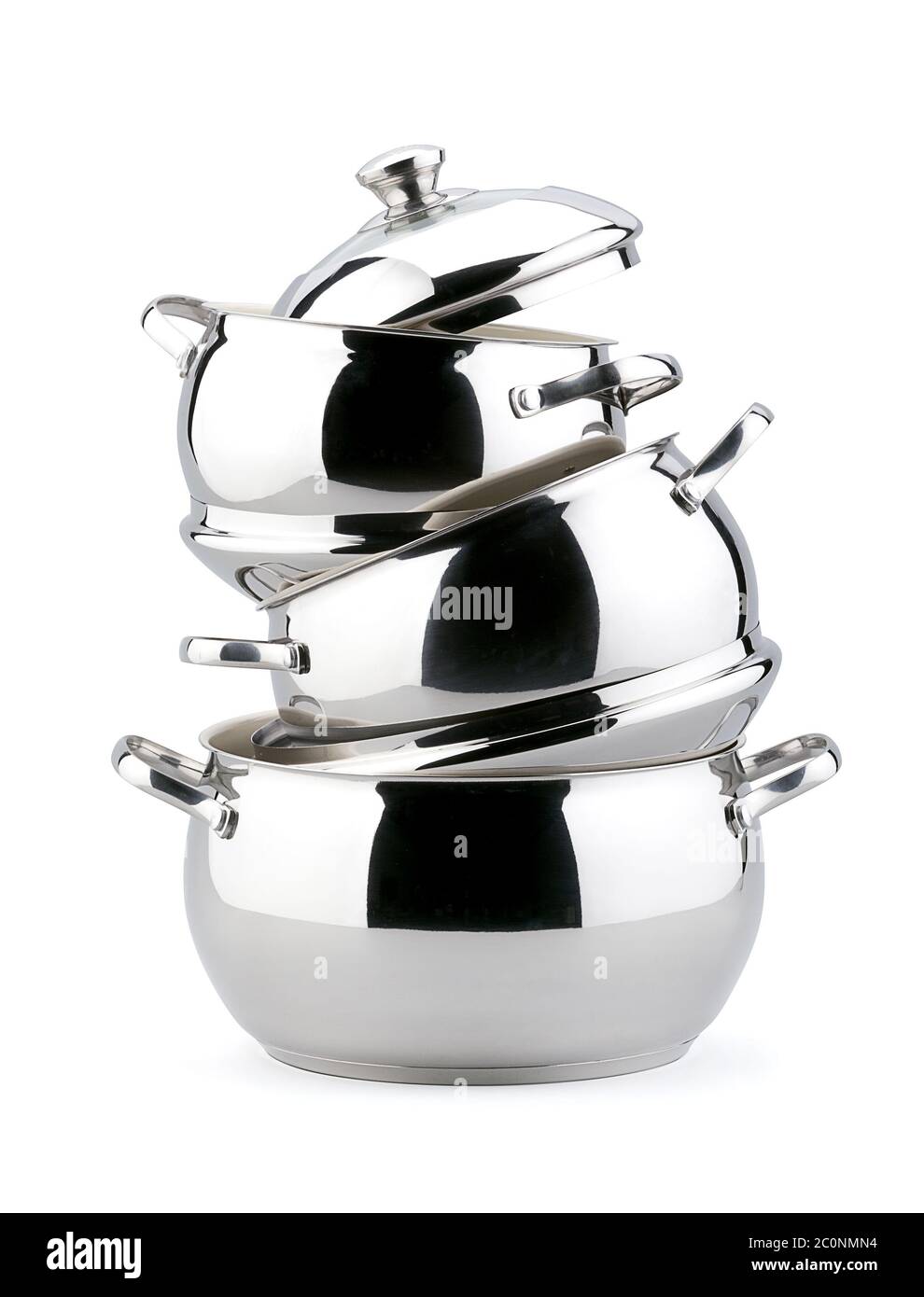 Group of stainless steel kitchenware isolated on white Stock Photo - Alamy