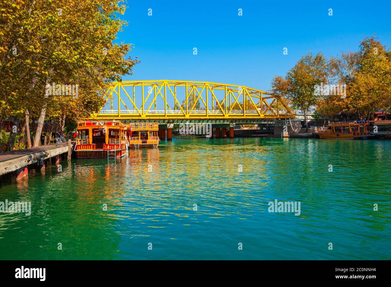 Bridge through Manavgat river in Manavgat city centre in Antalya region ...