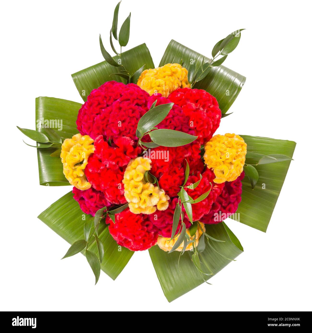 Bouquet of flowers top view isolated on white Stock Photo - Alamy