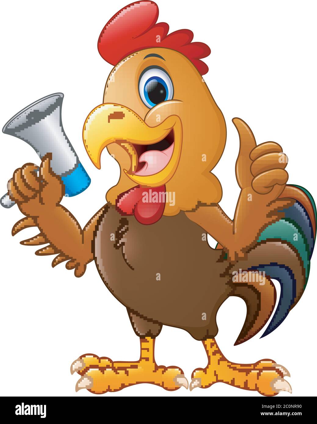 Illustration of Cute rooster cartoon holding a loudspeaker Stock Vector ...