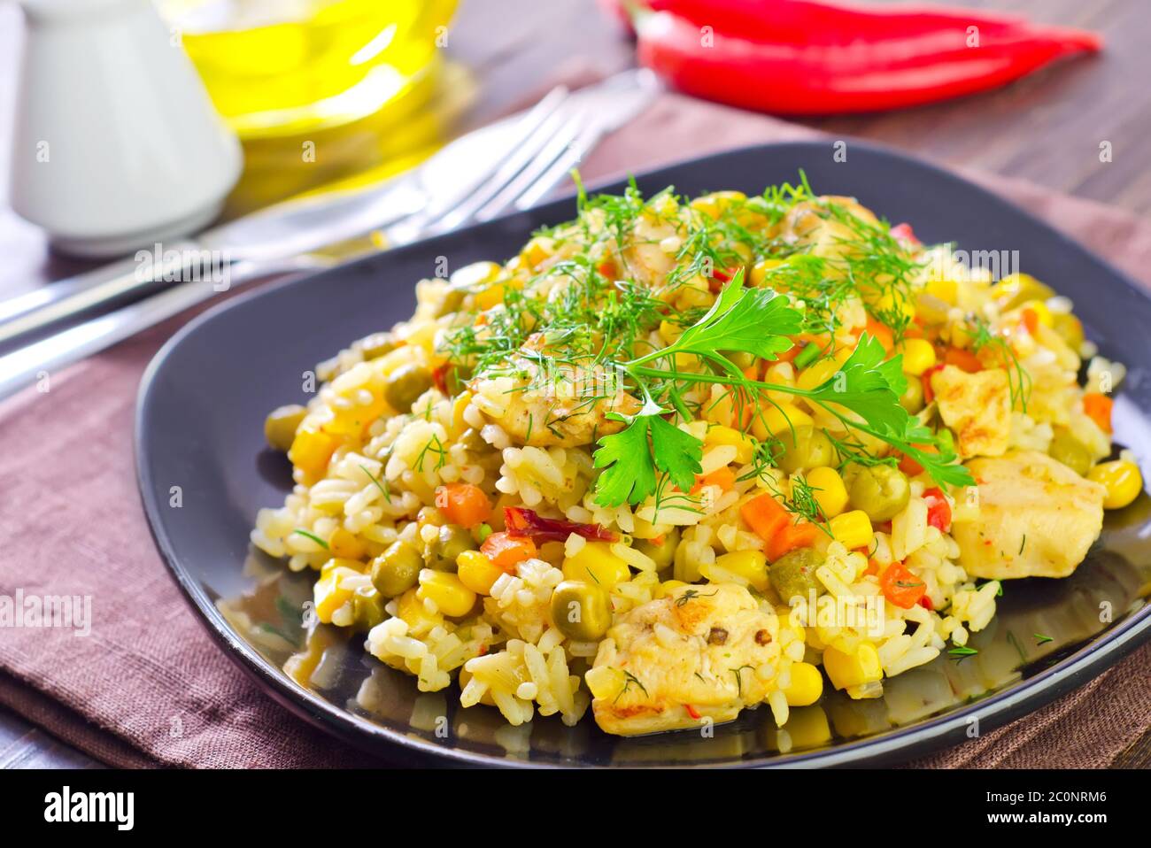 rice with meat Stock Photo - Alamy