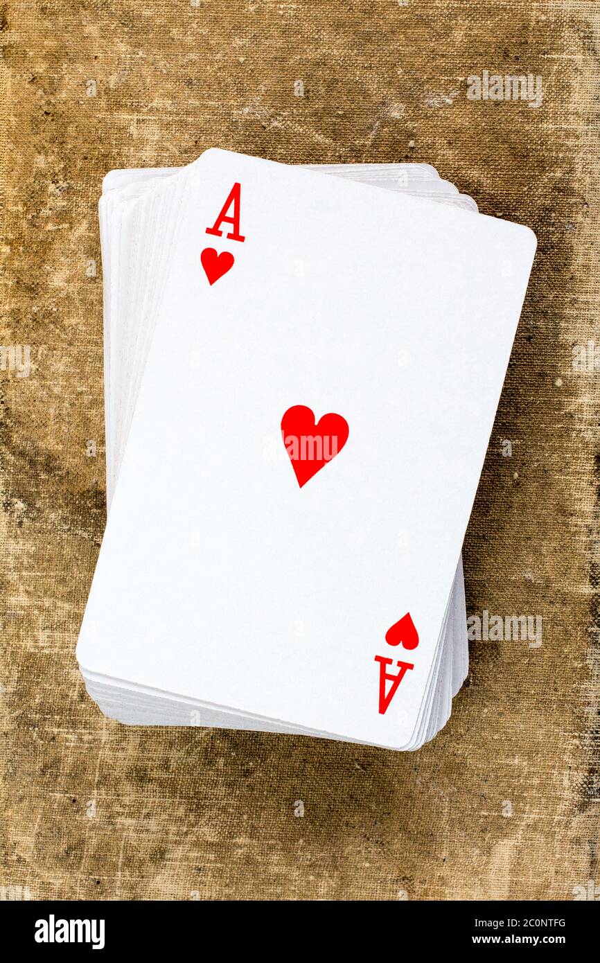 Card deck with ace of hearts Stock Photo - Alamy