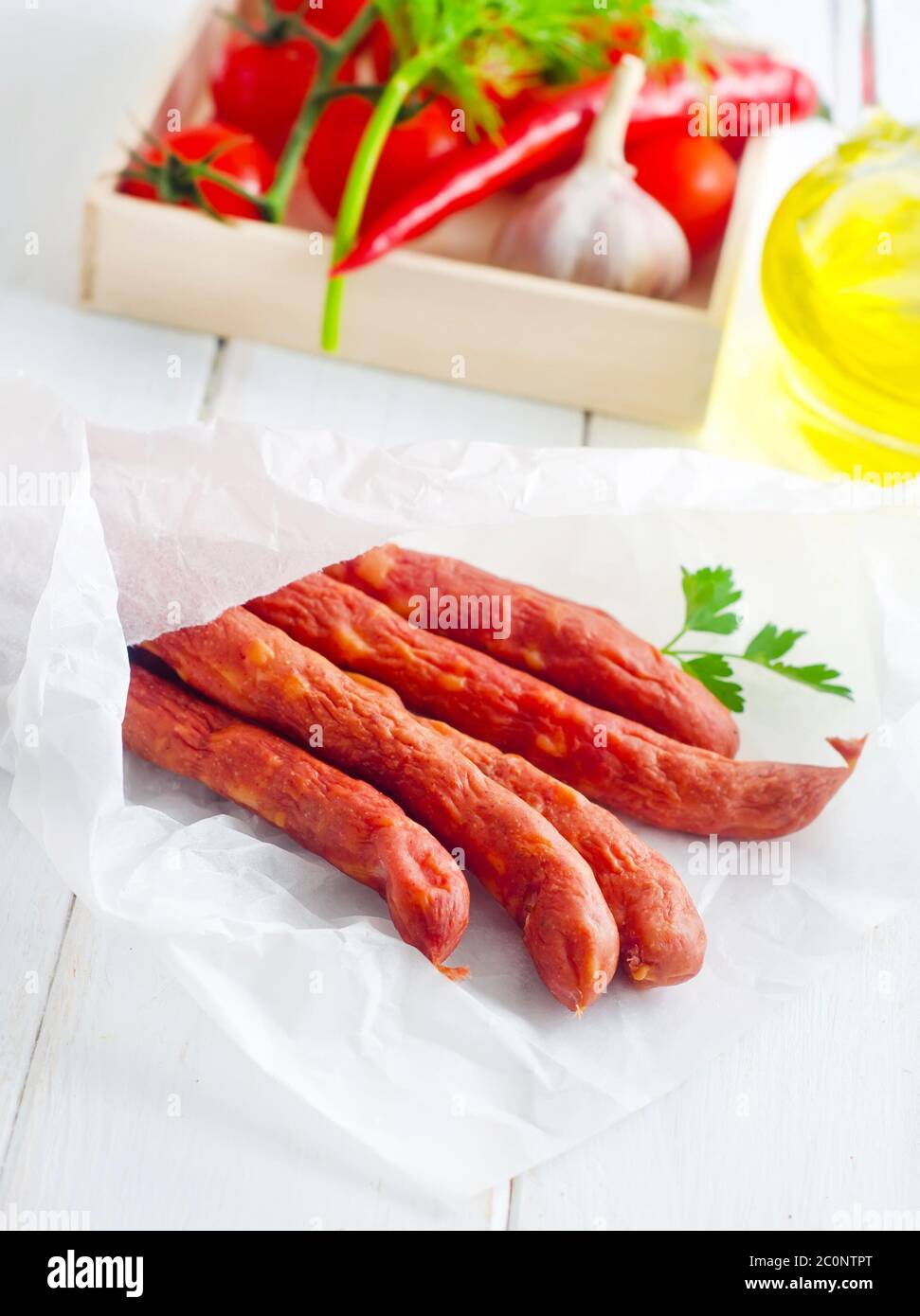Sausages vegetables appetizer hi-res stock photography and images - Alamy