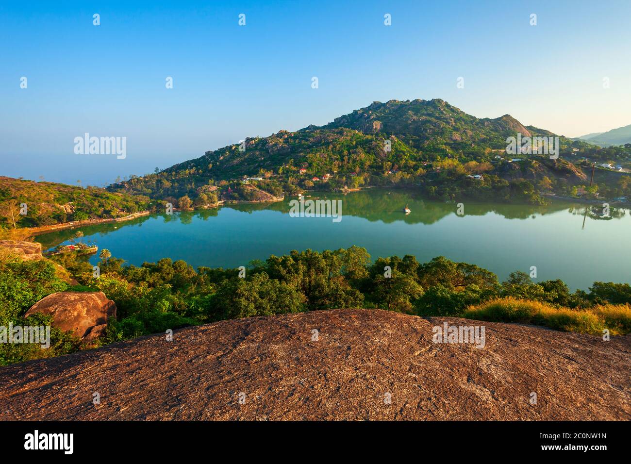 Mount Abu and Nakki lake aerial panoramic view. Mount Abu is a hill ...