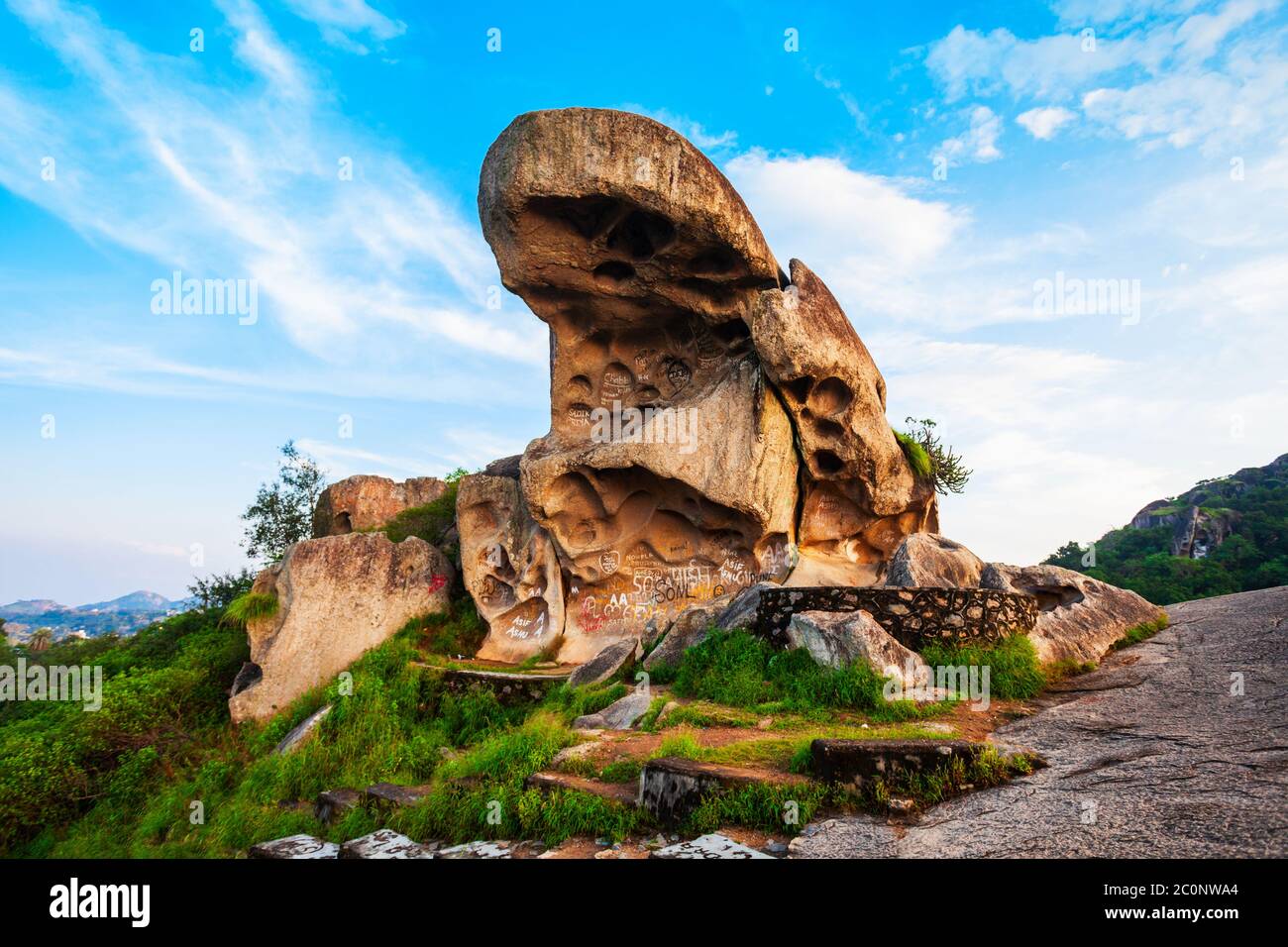Toad rock on a hill in Mount Abu. Mount Abu is a hill station in ...