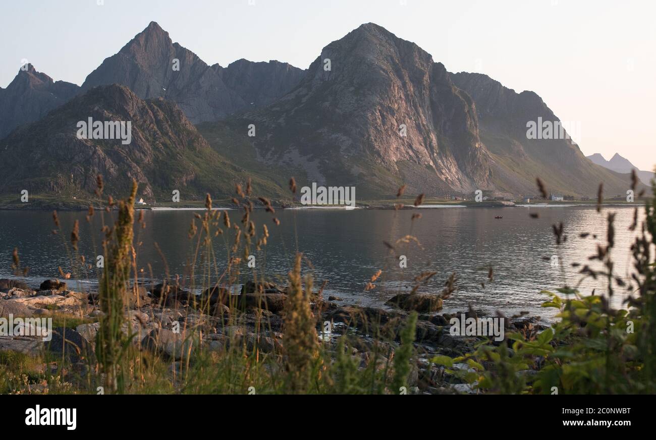 Beautiful midnight sun landscape Stock Photo - Alamy