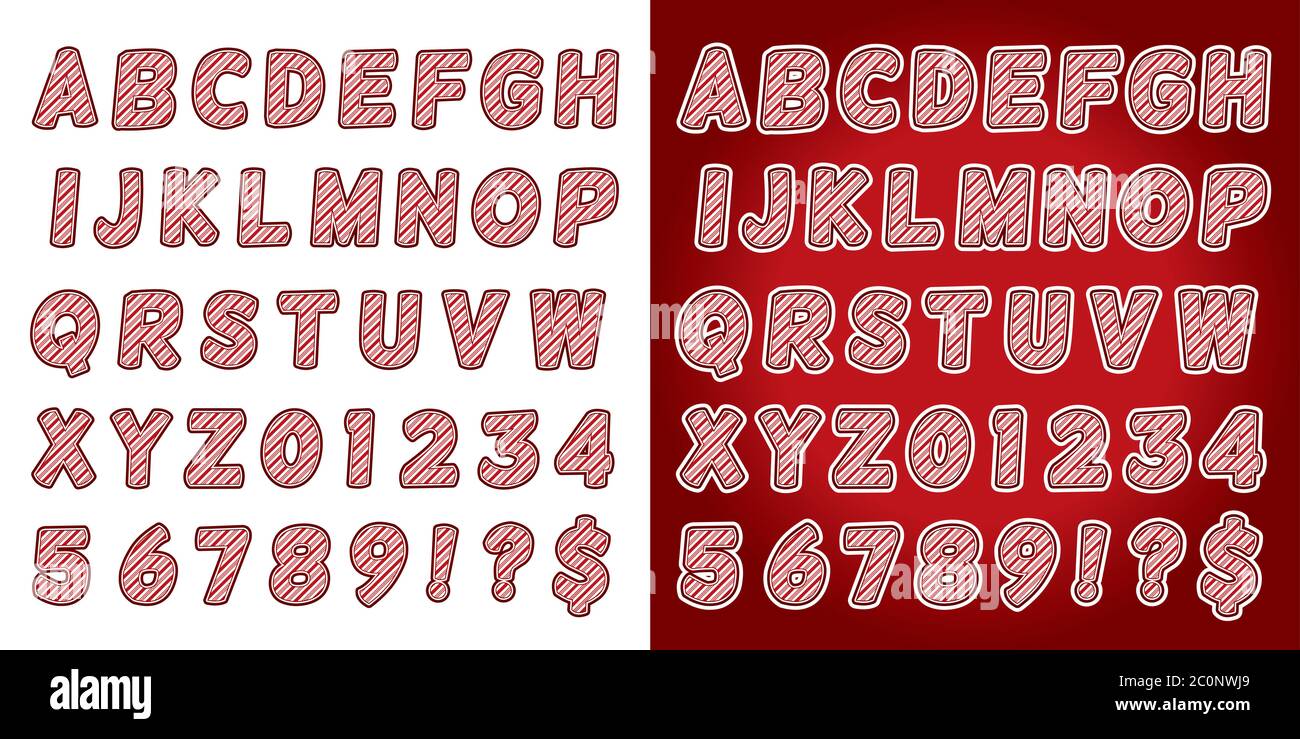 Christmas Candy Cane Alphabet Letters and Numbers Stock Photo - Alamy