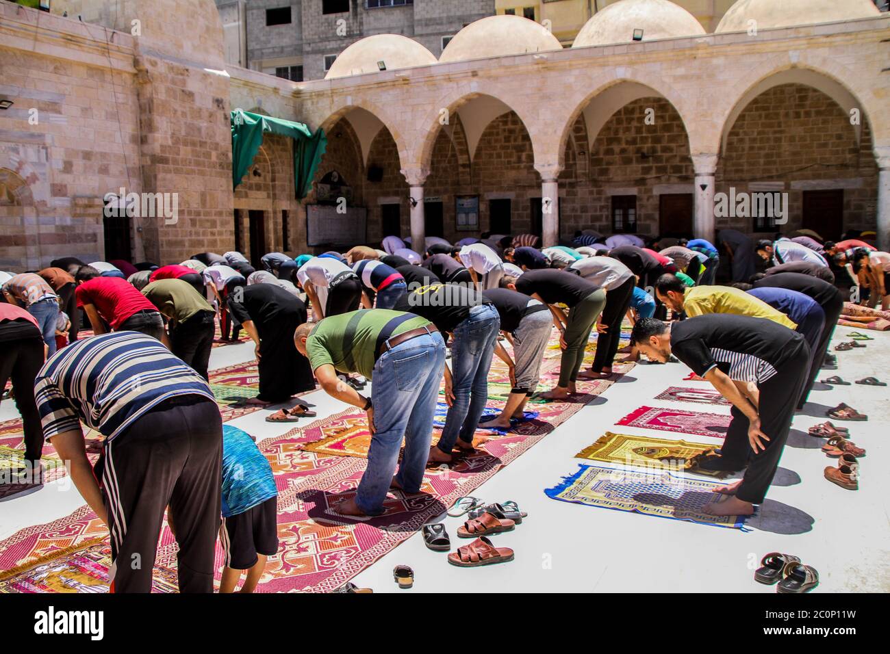 June 12, 2020: Gaza, Palestine. 12 June 2020. Palestinian Muslims ...